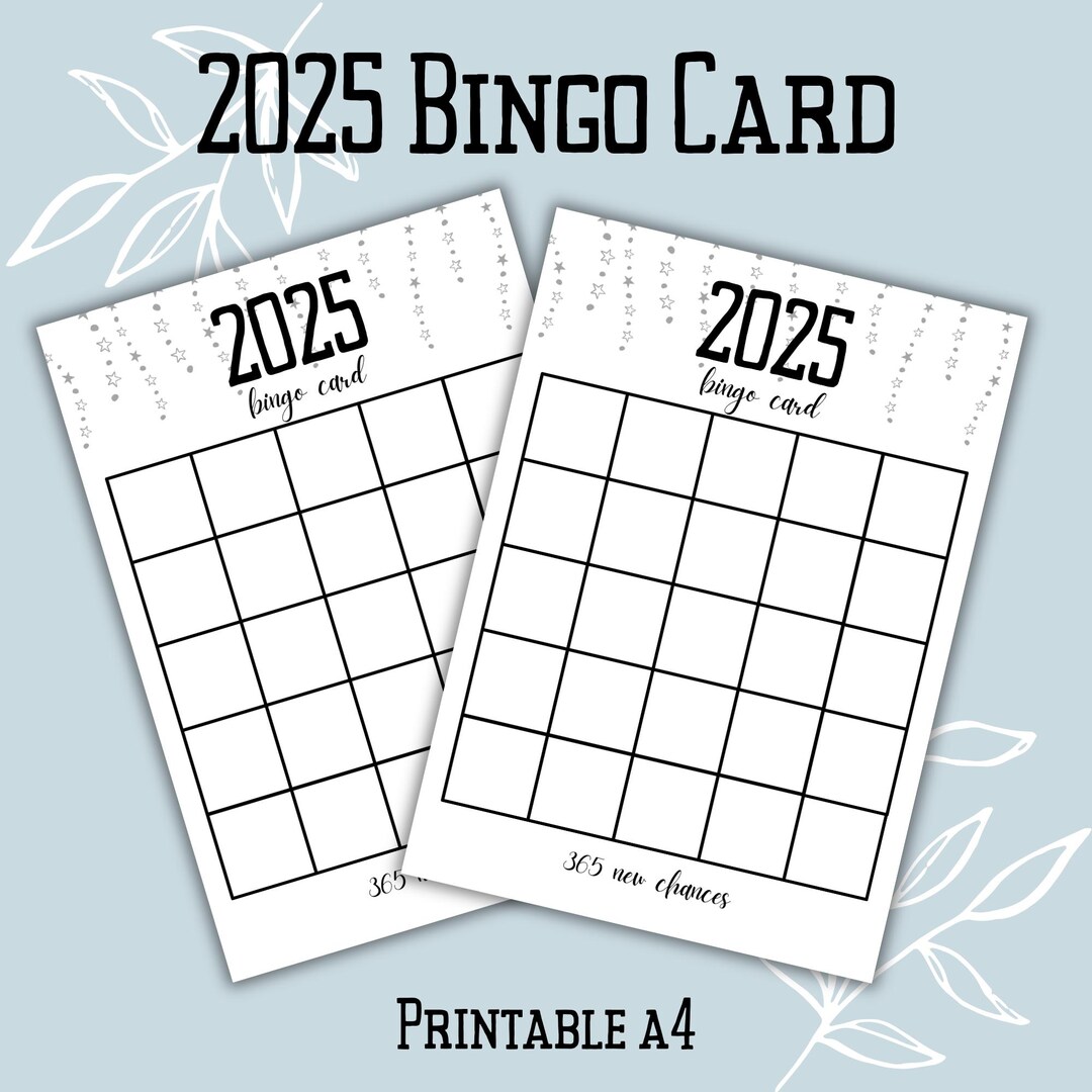 2025 Bingo Card Simple Stars | Printable 2025 Vision Board | Bingo Card ...