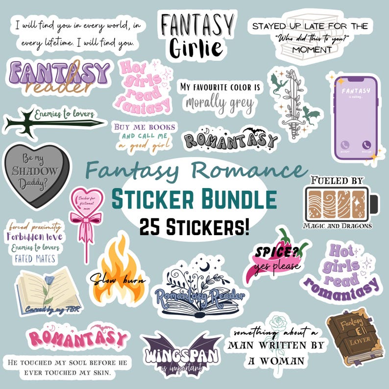 Fantasy Romance (romantasy) Kindle Sticker Bundle: Digital Download - Etsy