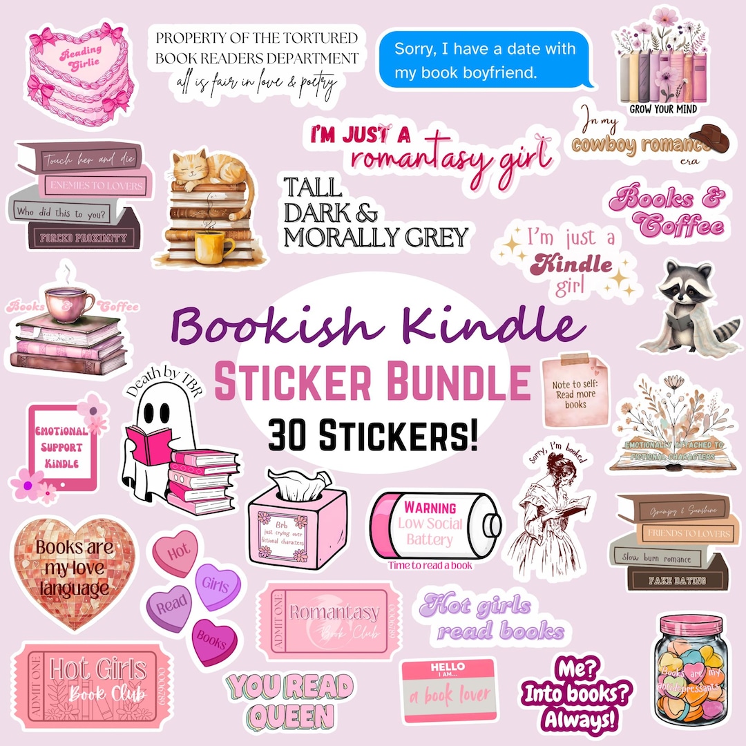 Kindle Sticker 30 Piece Bundle | Bookish Sticker Bundle | Kindle Insert ...