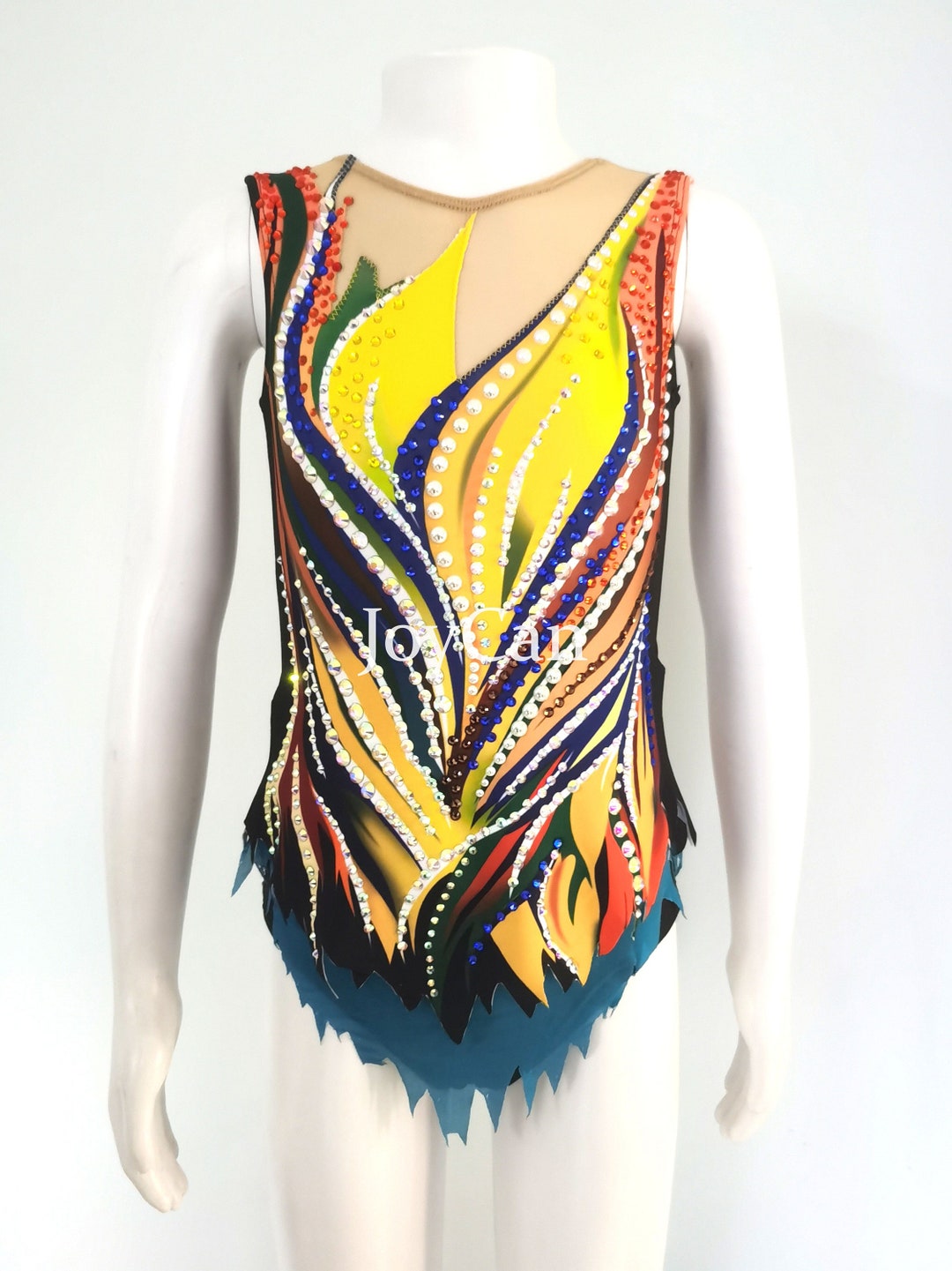 Handmade Rhythmic Gymnastics Leotards Girls Women Yellow Brown Spandex ...