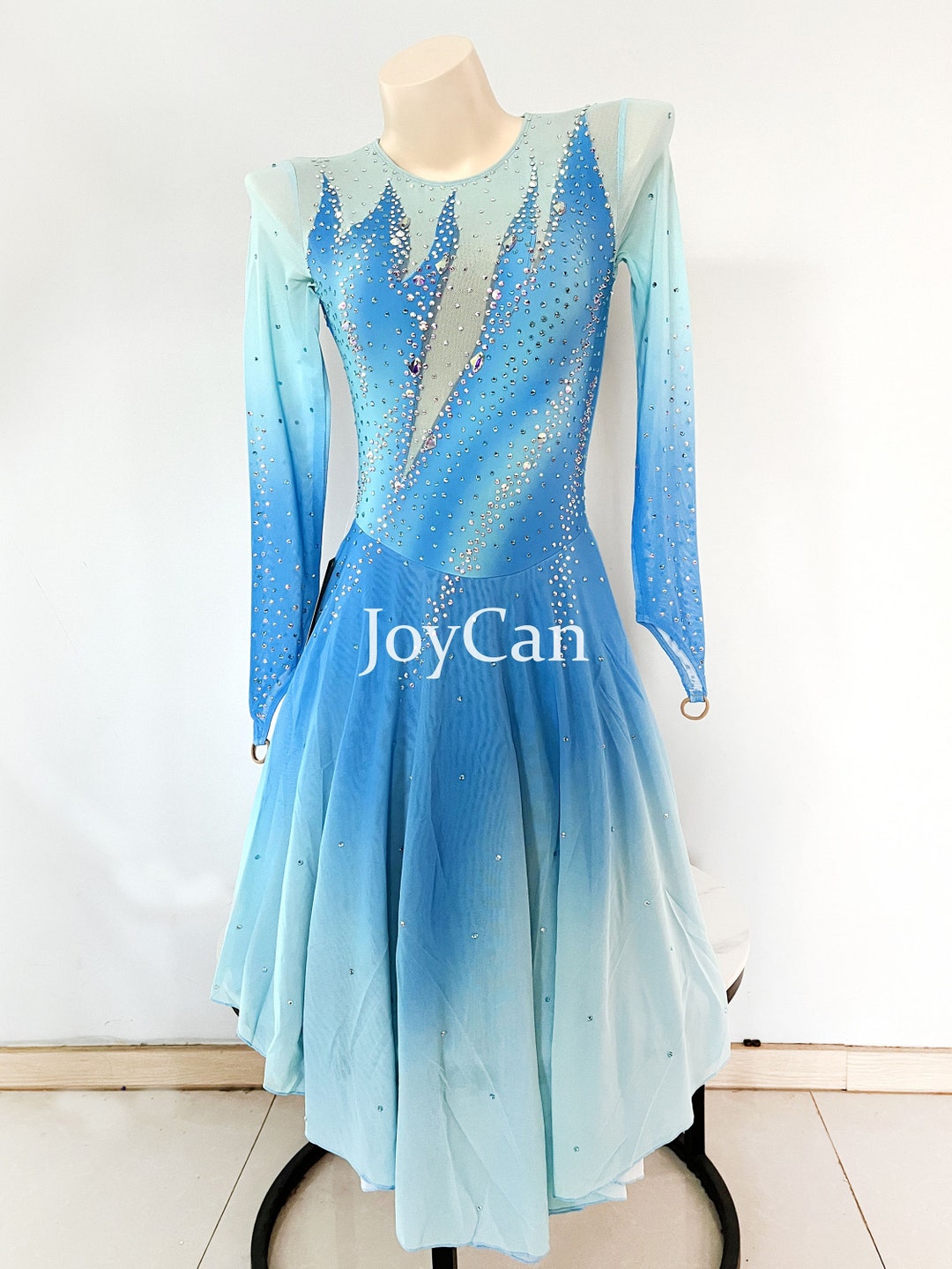 Customize Ice Dance Dress Girls Women Light Blue Quality Crystals ...