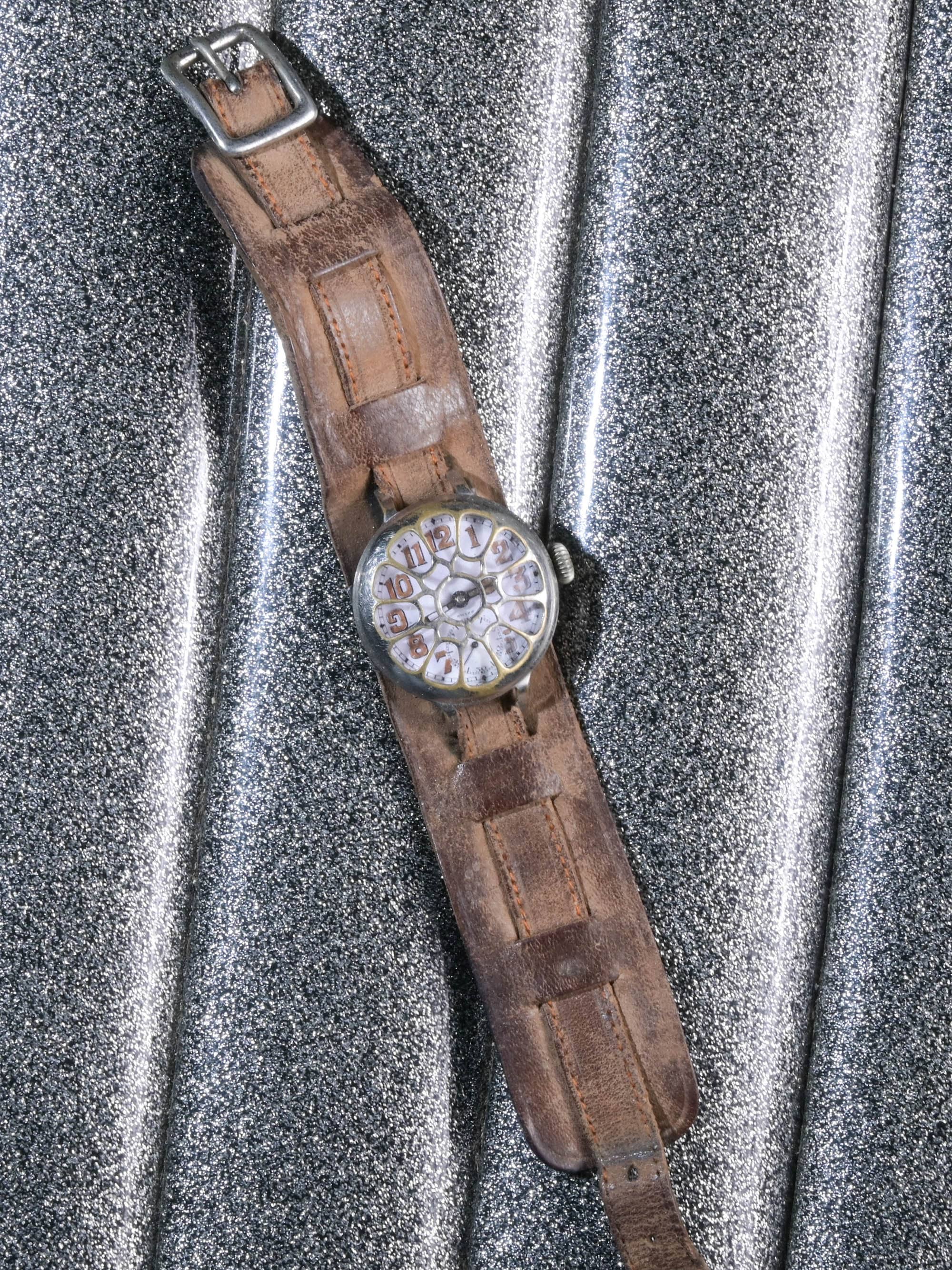 Tavannes CYMA WWI Trench Watch W/ Original Cuff Strap & Shrapnel Guard ...