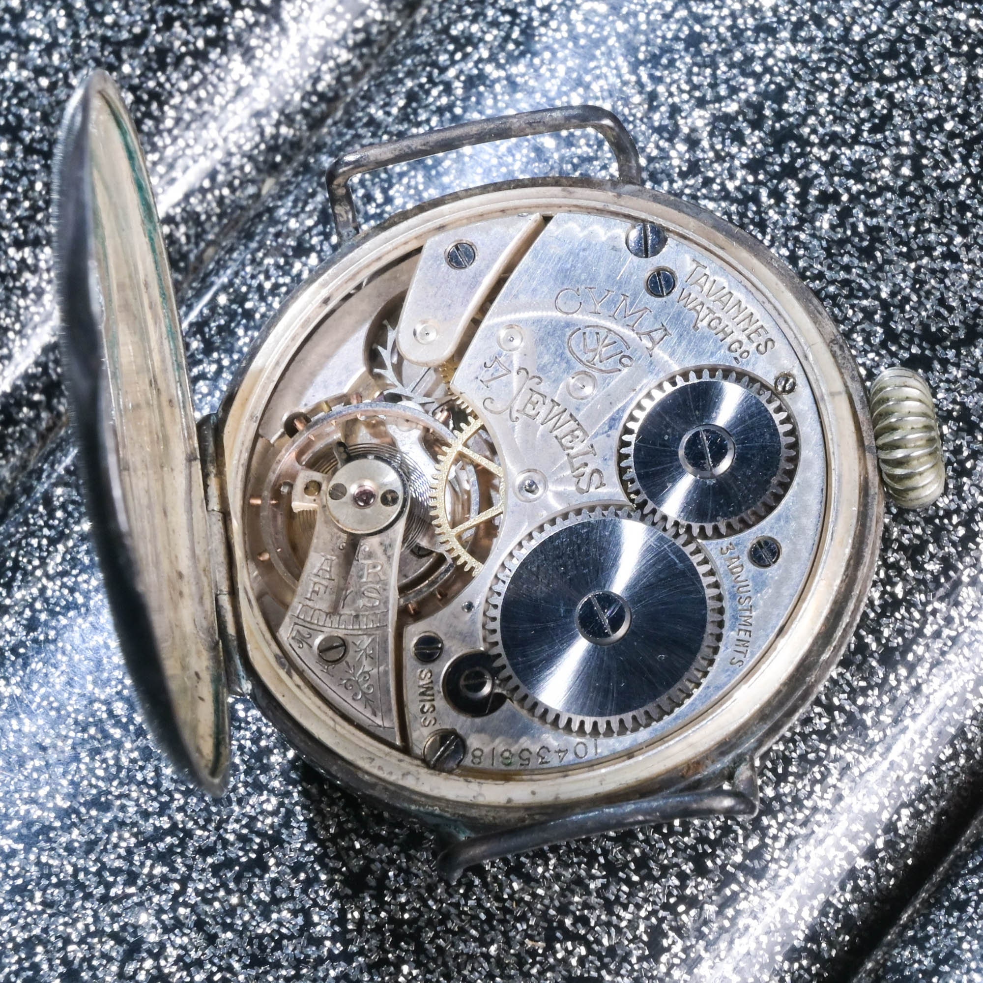 Tavannes CYMA WWI Trench Watch W/ Original Cuff Strap & Shrapnel Guard ...