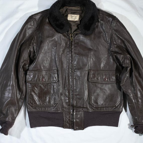 US Navy G-1 Leather Bomber Jacket - 44 - Gem
