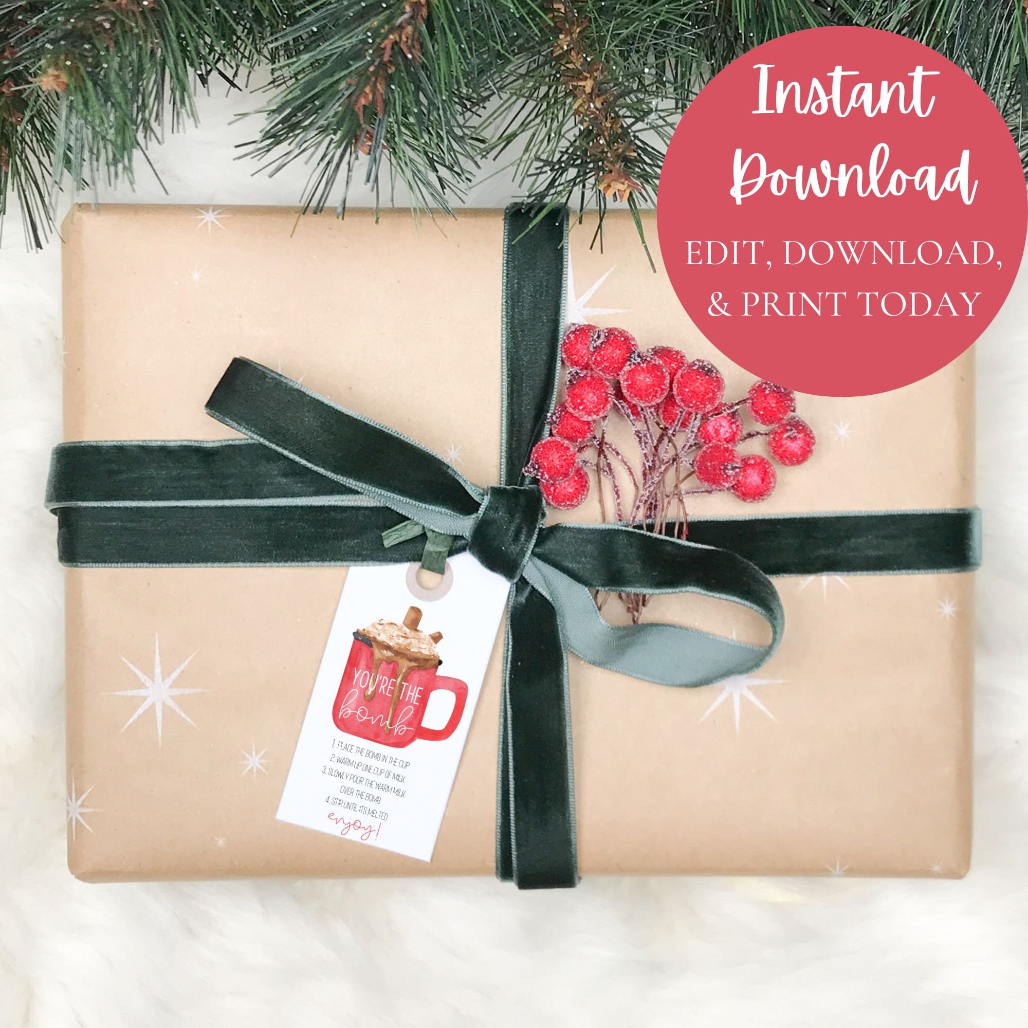 Personalized Printable Hot Cocoa Gift Tags Template - Editable ...