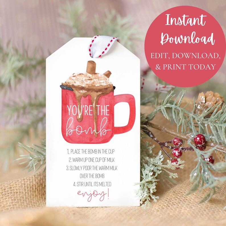 Personalized Printable Hot Cocoa Gift Tags Template - Editable ...