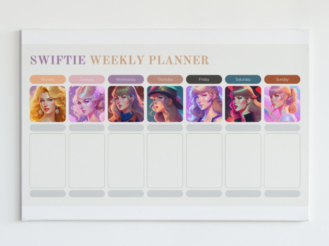 Taylor Swift Calendar Printable Planner Taylor Swift Weekly - Etsy