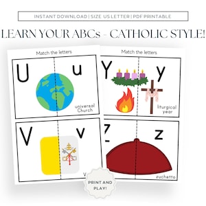 Catholic Preschool Letter Matching Cards Kindergarten Letter Match ...