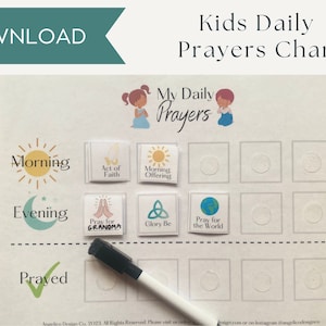 Kids Daily Prayers Chart Catholic Kids Prayer Printable Daily Prayer ...