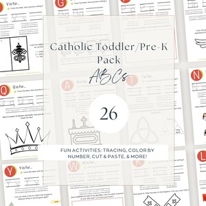 Catholic Preschool Pre-k Pack, Catholic ABC Worksheets Catholic Toddler ...