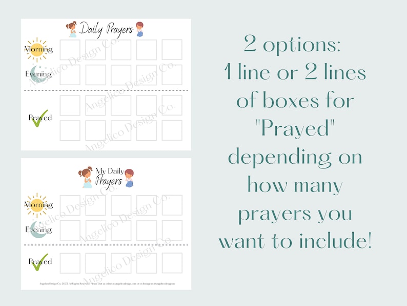 Kids Daily Prayers Chart Catholic Kids Prayer Printable - Etsy