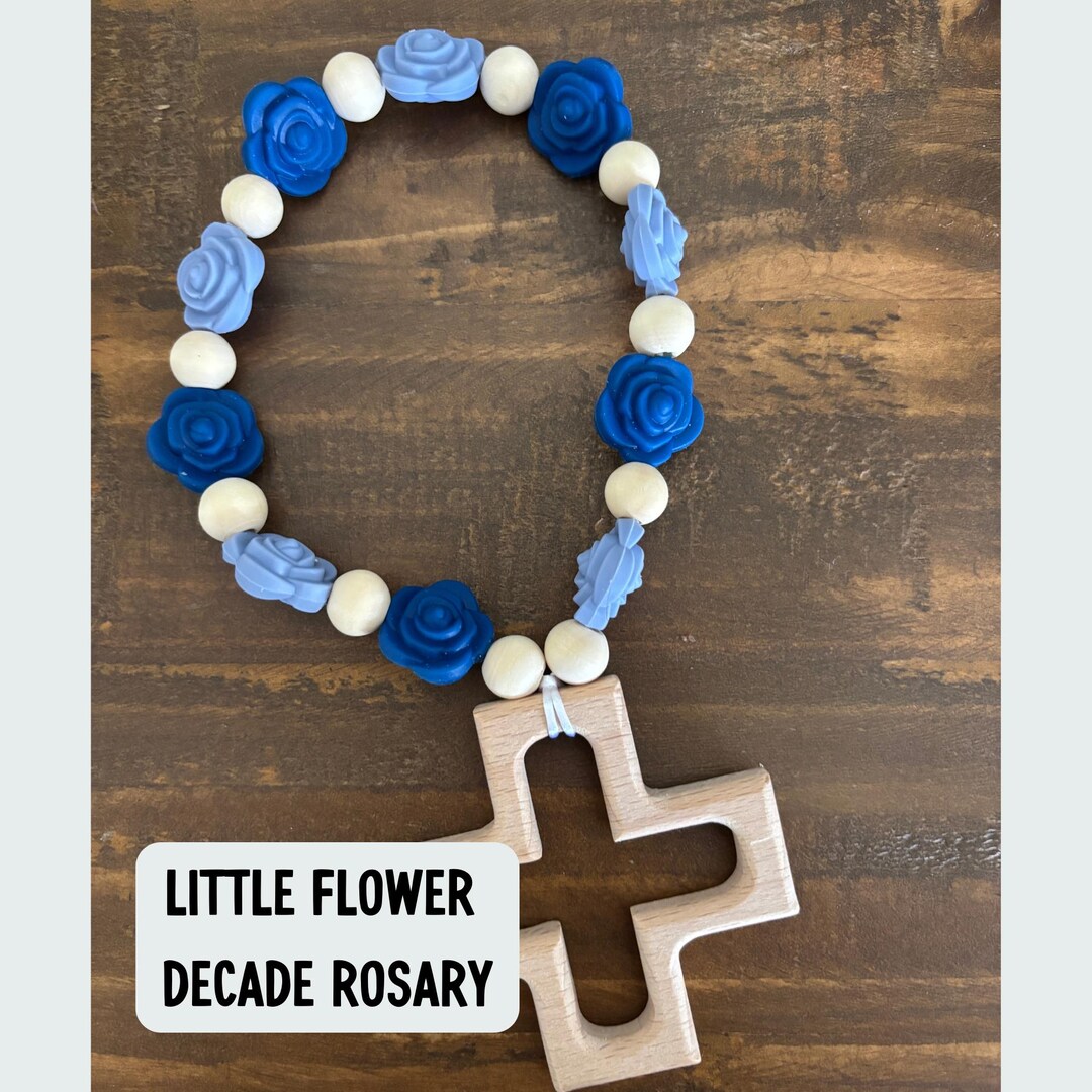 Blue Little Flower Silicone Decade Rosary for Babies, Toddlers, and ...