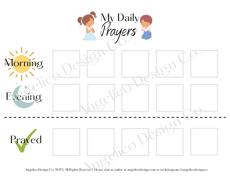 Kids Daily Prayers Chart Catholic Kids Prayer Printable Daily Prayer ...