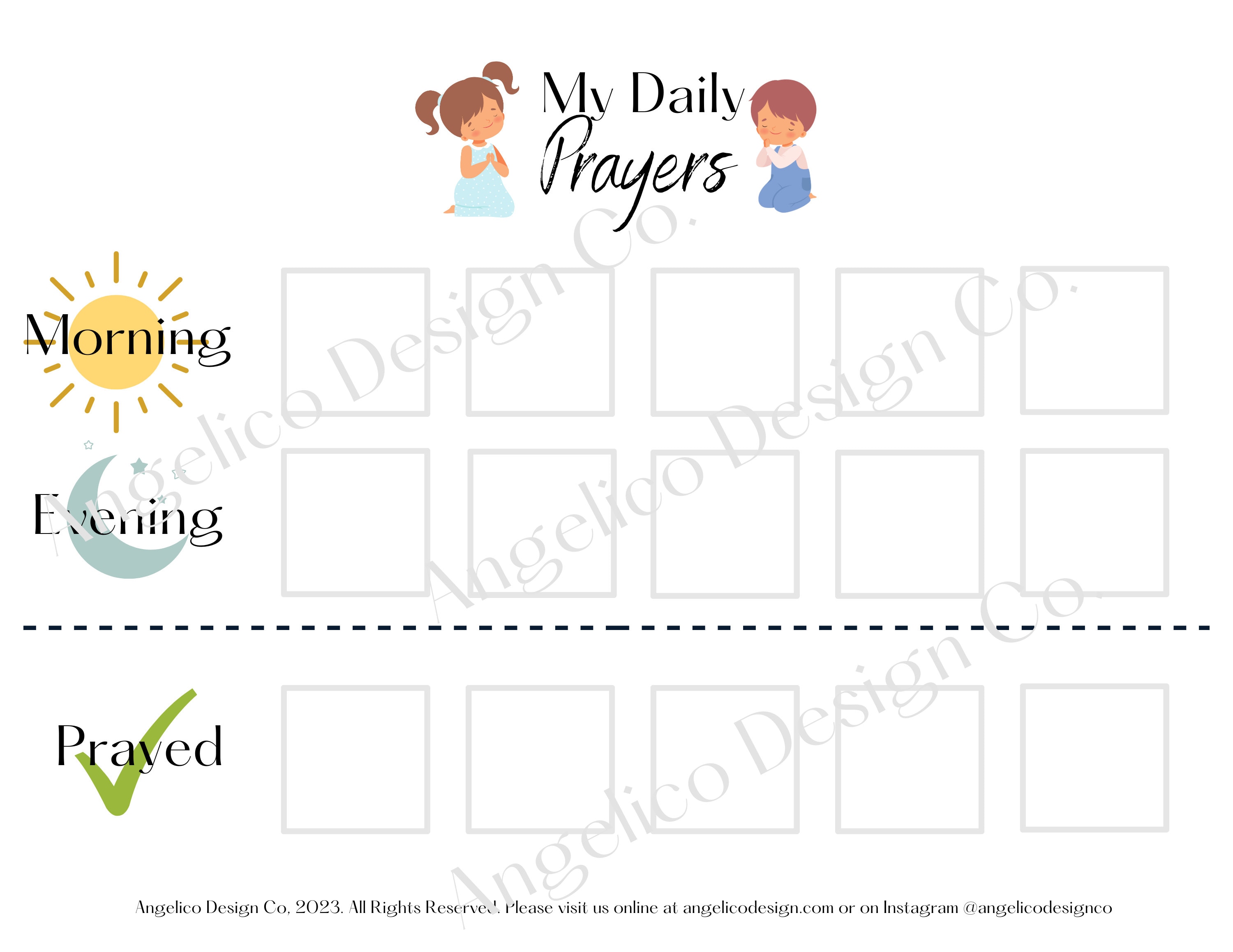 Kids Daily Prayers Chart Catholic Kids Prayer Printable Daily Prayer ...