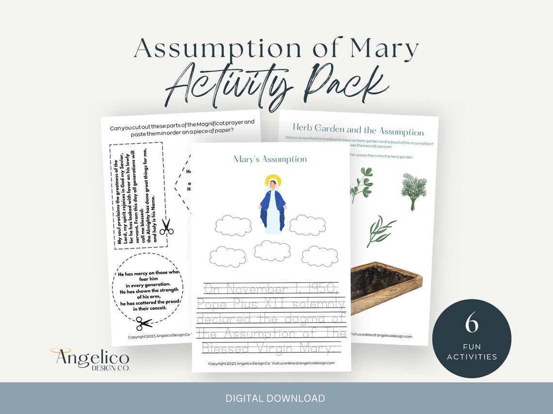 Assumption of Mary Activity Pack, Catholic Kids Activity Assumption ...