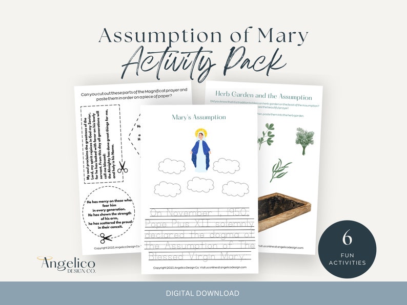 Assumption of Mary Activity Pack, Catholic Kids Activity Assumption ...