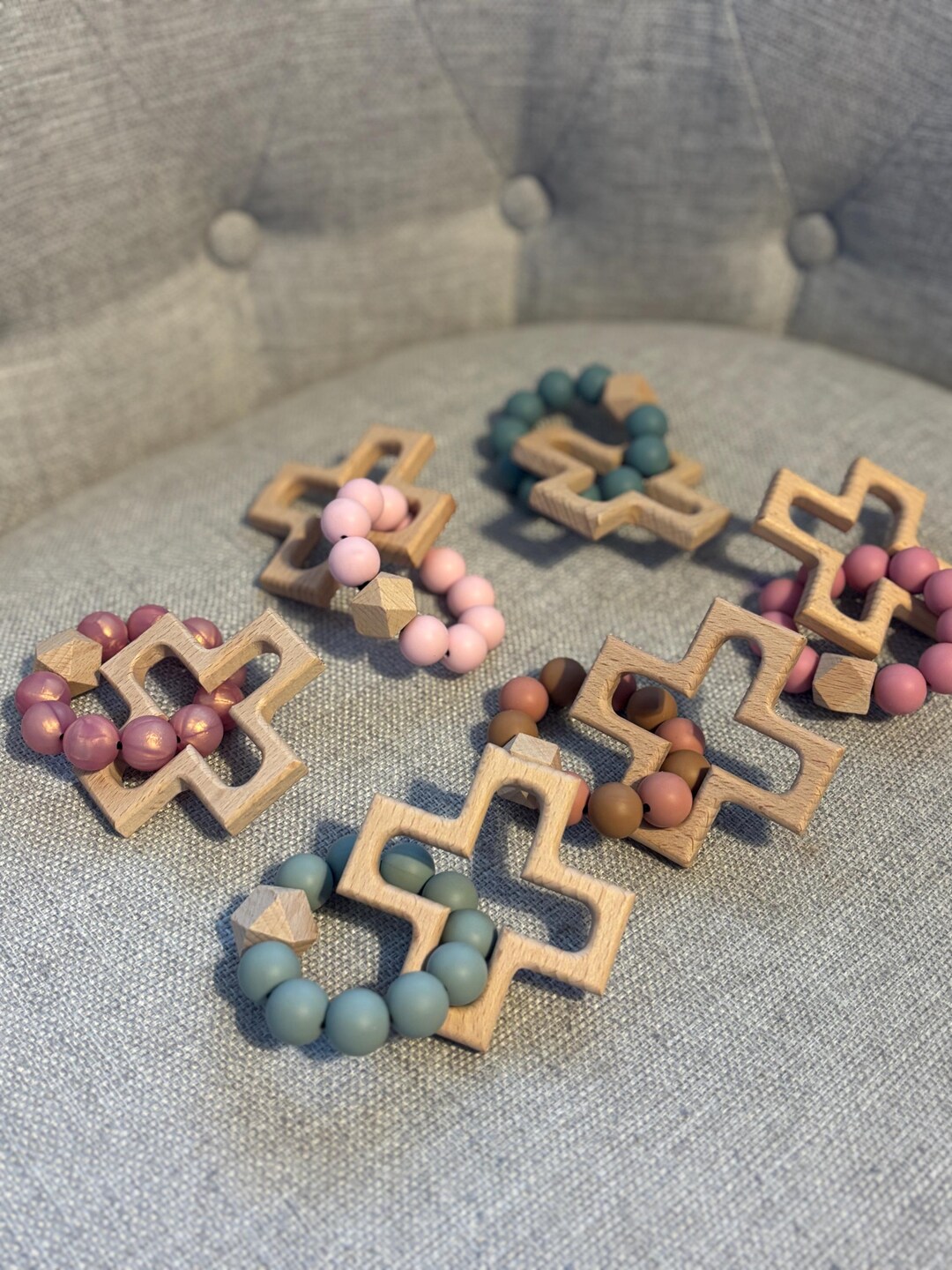 Baby's First Rosary Little Decade Rosary – Soft Silicone & Wood Cross ...