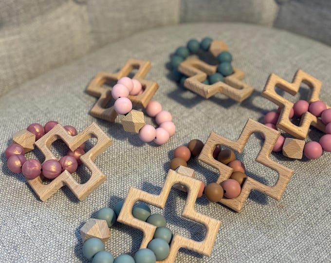 Baby's First Rosary Little Decade Rosary – Soft Silicone & Wood Cross ...