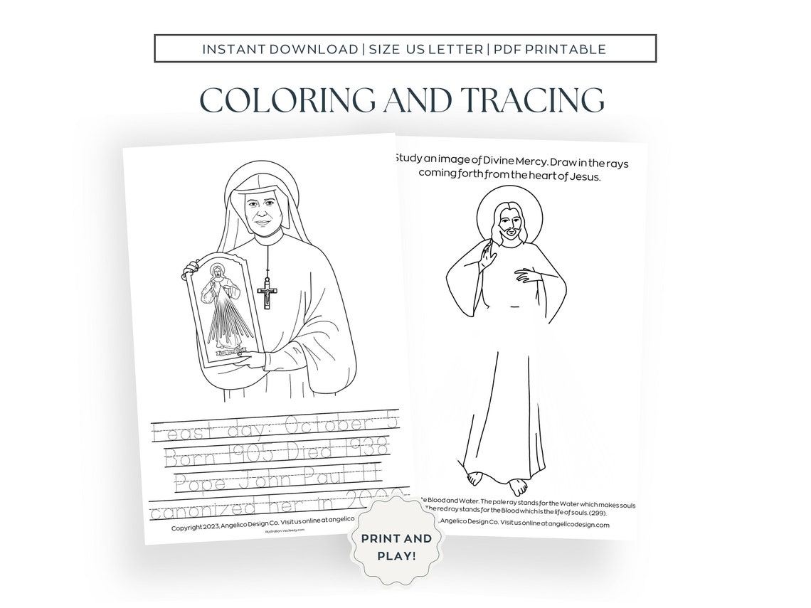 Divine Mercy Activity Pack DIGITAL DOWNLOAD st. Faustina - Etsy