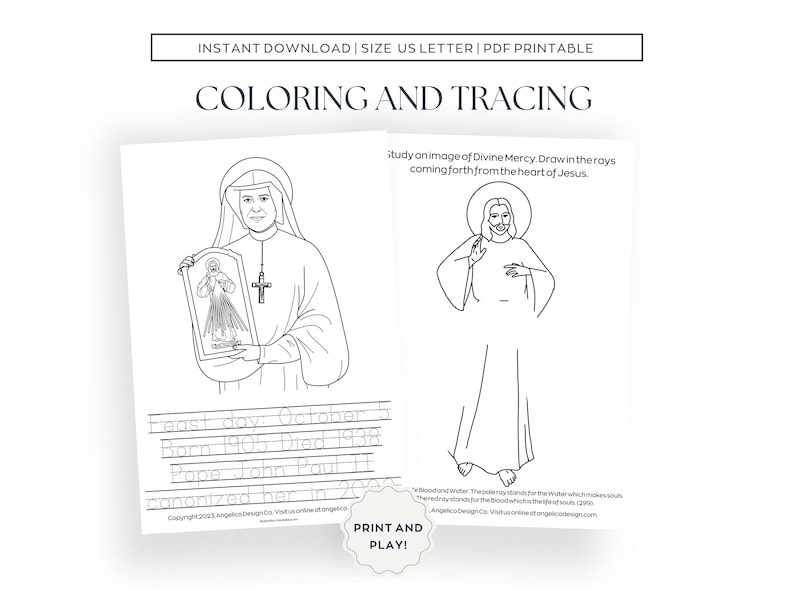 Divine Mercy Activity Pack DIGITAL DOWNLOAD st. Faustina Coloring Pages ...