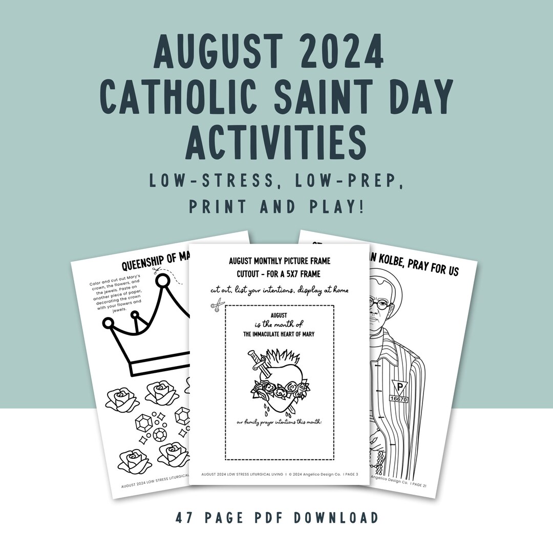 August Catholic Saint Day Activities, Catholic Homeschool Activity ...