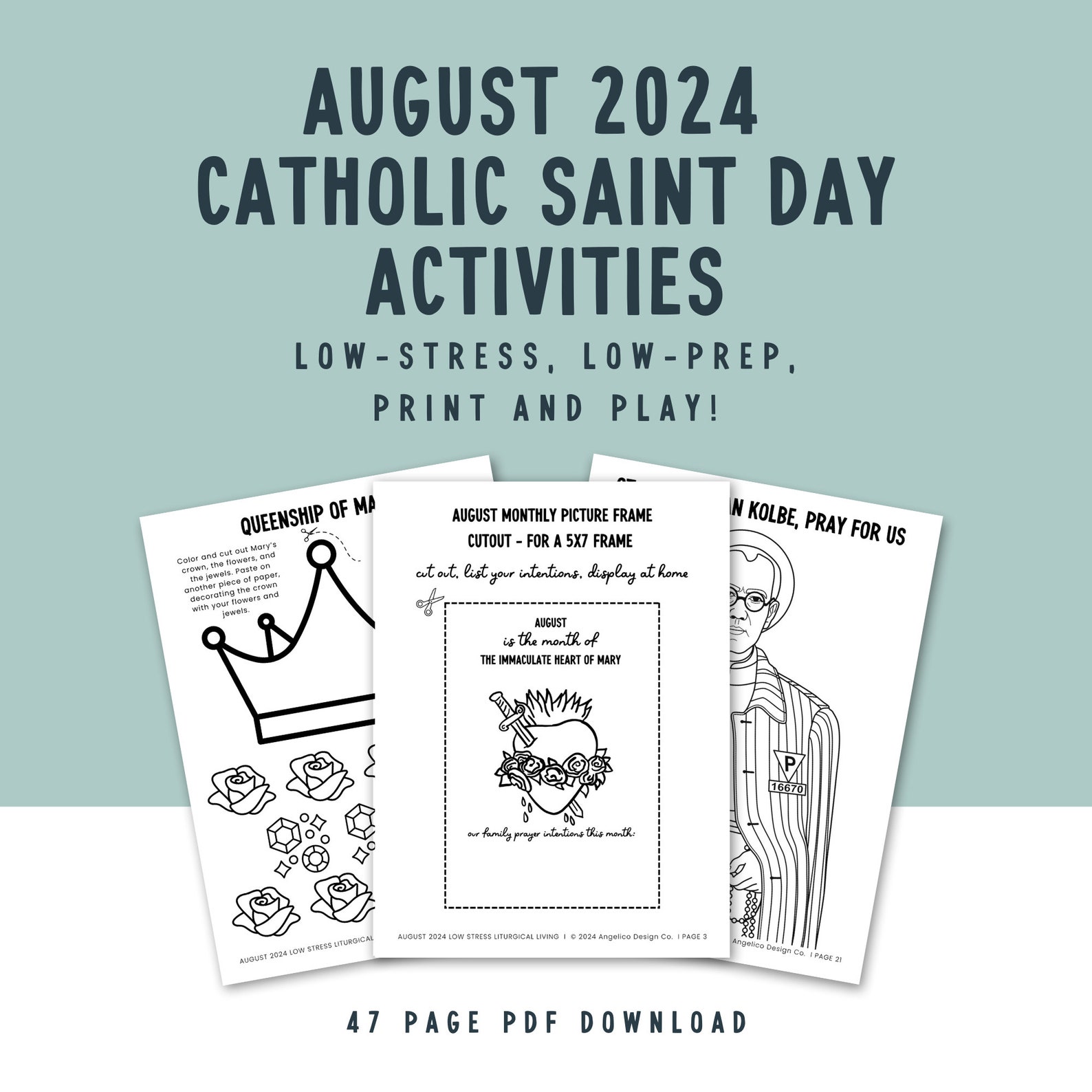 August Catholic Saint Day Activities, Catholic Homeschool Activity ...