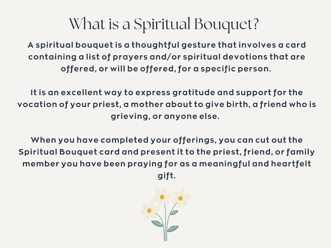 Printable Spiritual Bouquet Catholic Gift for Moms Catholic Mother's ...