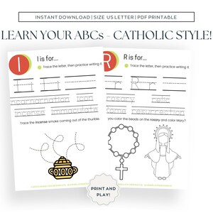Catholic Preschool Pre-k Pack, Catholic ABC Worksheets Catholic Toddler ...
