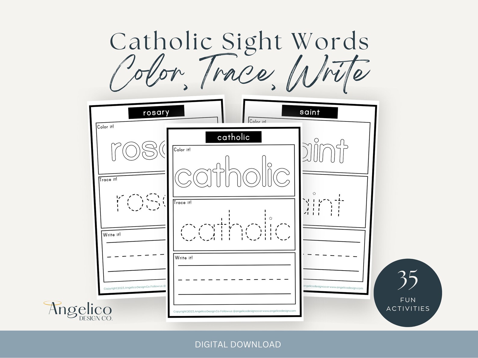 Catholic Sight Words Coloring Tracing and Writing Worksheets Catholic ...