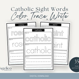 Catholic Sight Words Coloring Tracing and Writing Worksheets Catholic ...