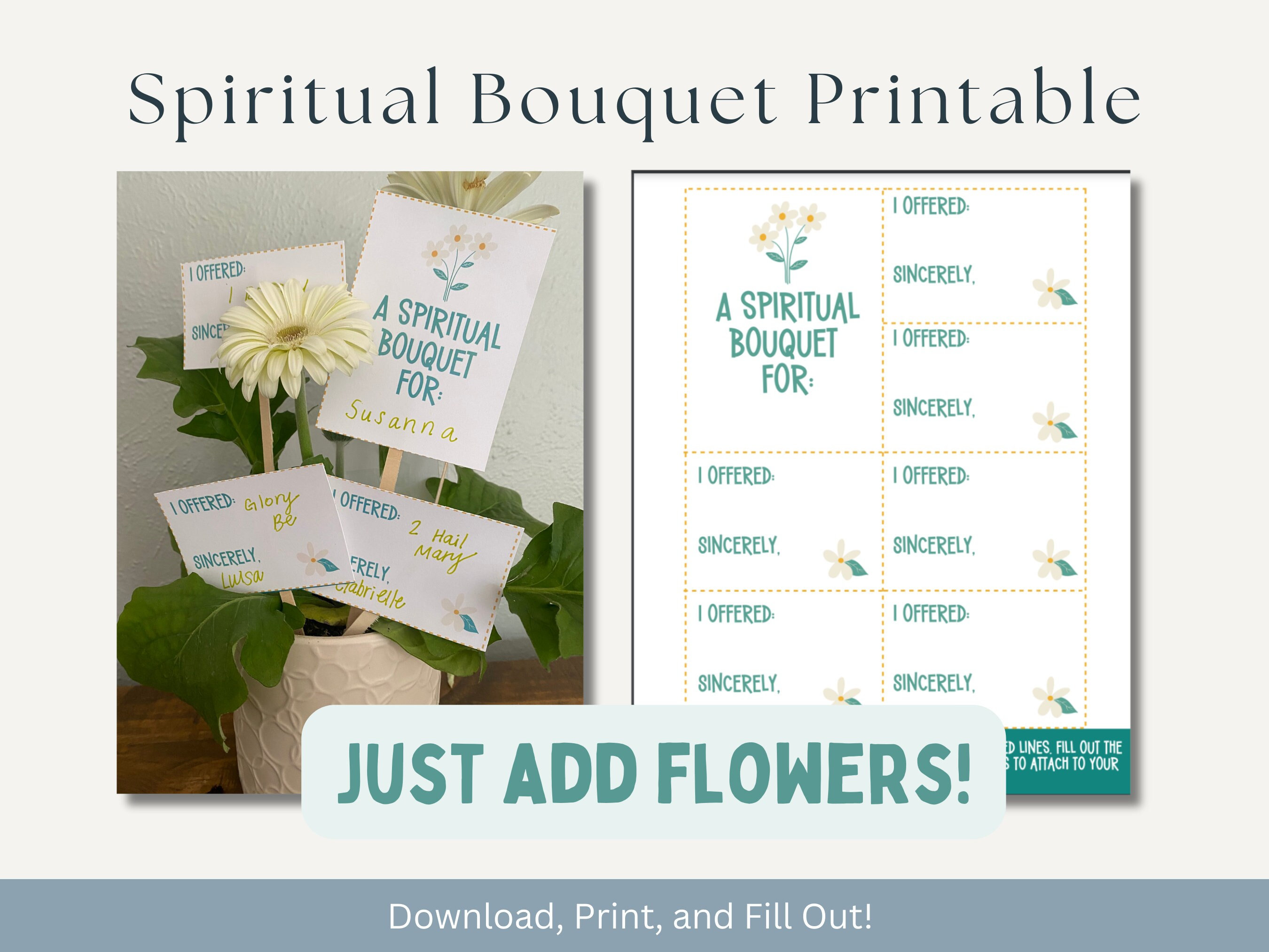 Printable Spiritual Bouquet Catholic Gift for Moms Catholic Mother's ...