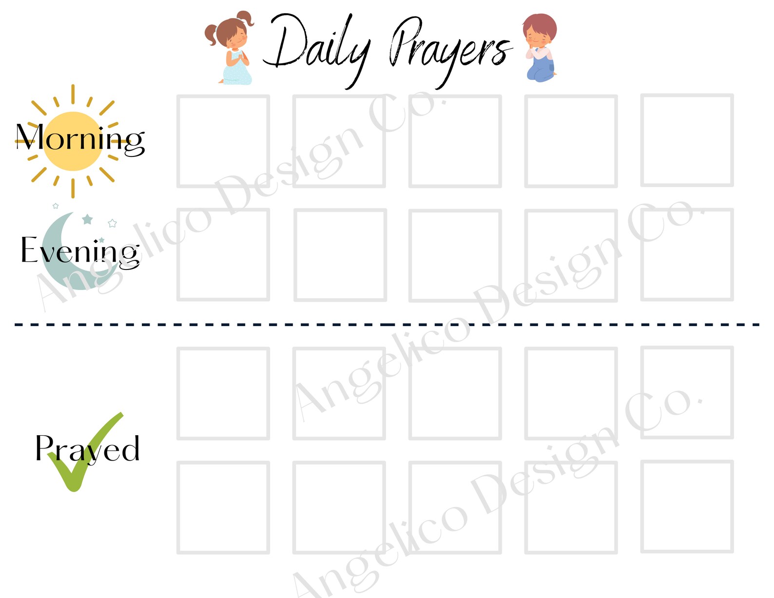 Kids Daily Prayers Chart Catholic Kids Prayer Printable Daily Prayer ...