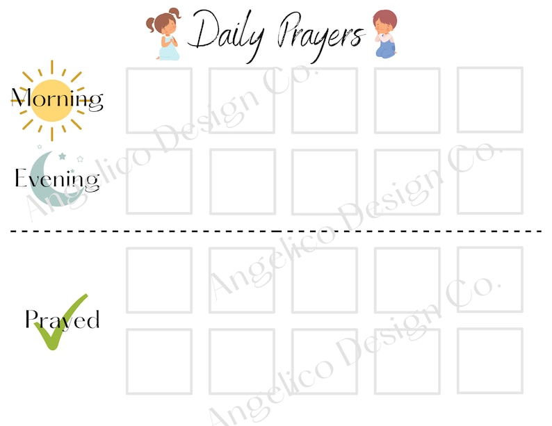 Kids Daily Prayers Chart Catholic Kids Prayer Printable Daily Prayer ...