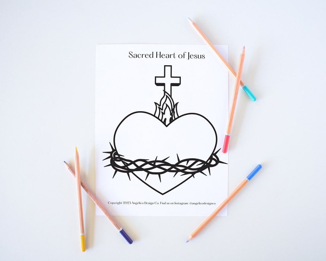 Catholic Kids Coloring Sacred Heart of Jesus Coloring Pages Sacred ...