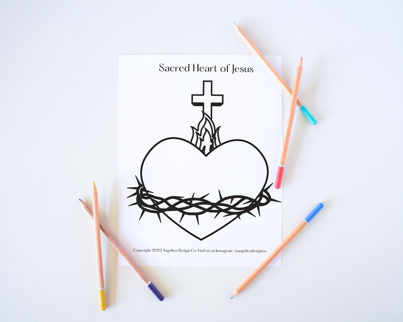 Catholic Kids Coloring Sacred Heart of Jesus Coloring Pages Sacred ...