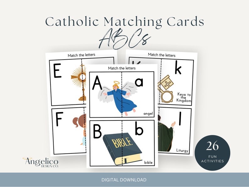 Catholic Preschool Letter Matching Cards Kindergarten Letter Match ...