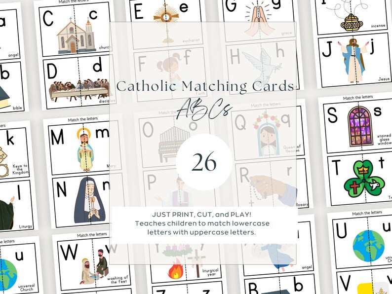 Catholic Preschool Letter Matching Cards Kindergarten Letter Match ...