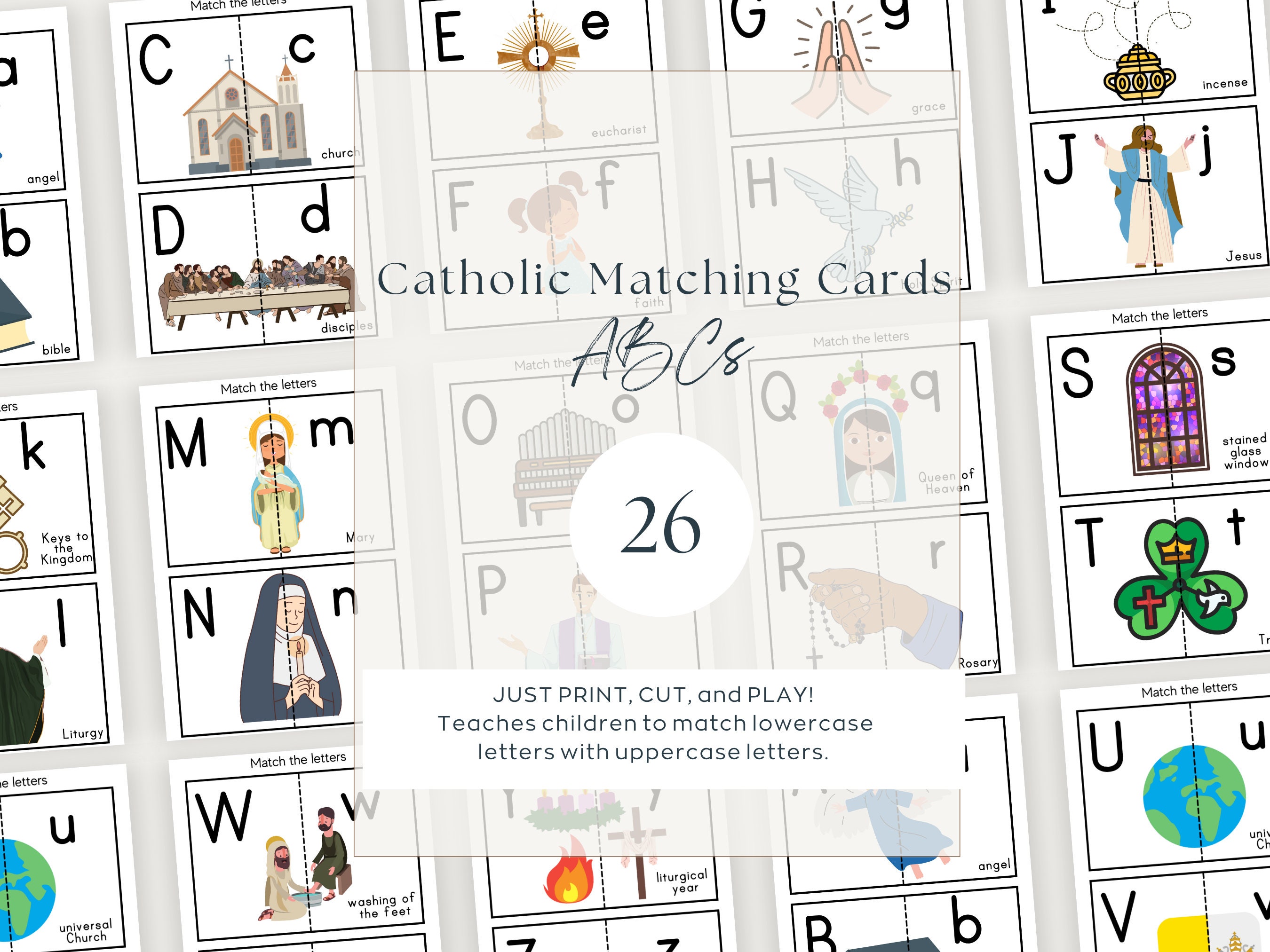 Catholic Preschool Letter Matching Cards Kindergarten Letter Match ...