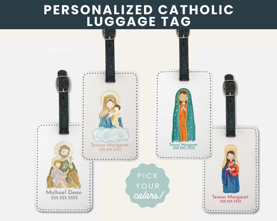 Personalized Catholic Luggage Tag, Marian Luggage Tag St. Joseph ...