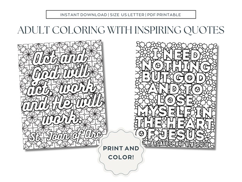 Catholic Adult Coloring Pages Catholic Women's Saint Quote Coloring ...