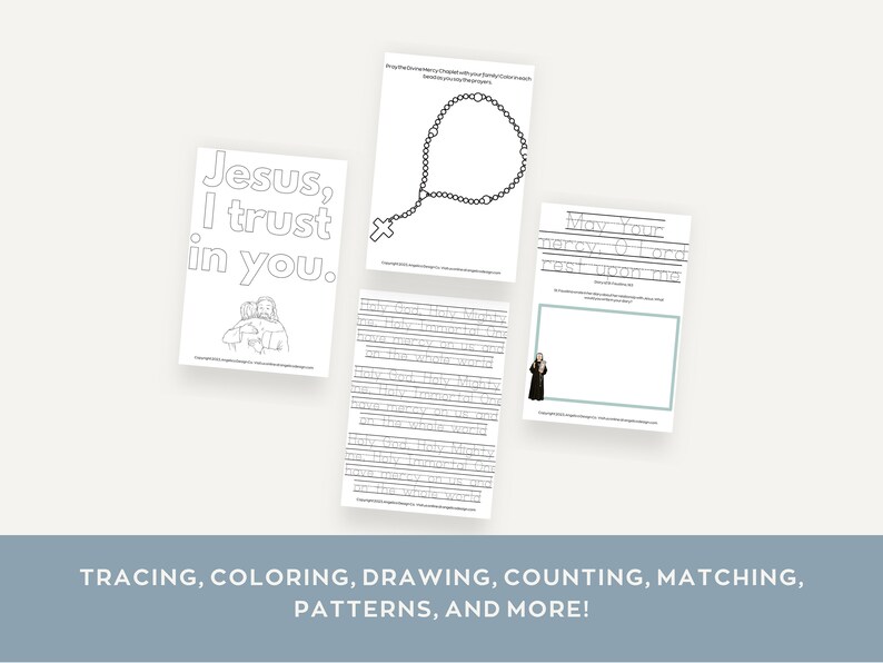 Divine Mercy Activity Pack DIGITAL DOWNLOAD st. Faustina Coloring Pages ...