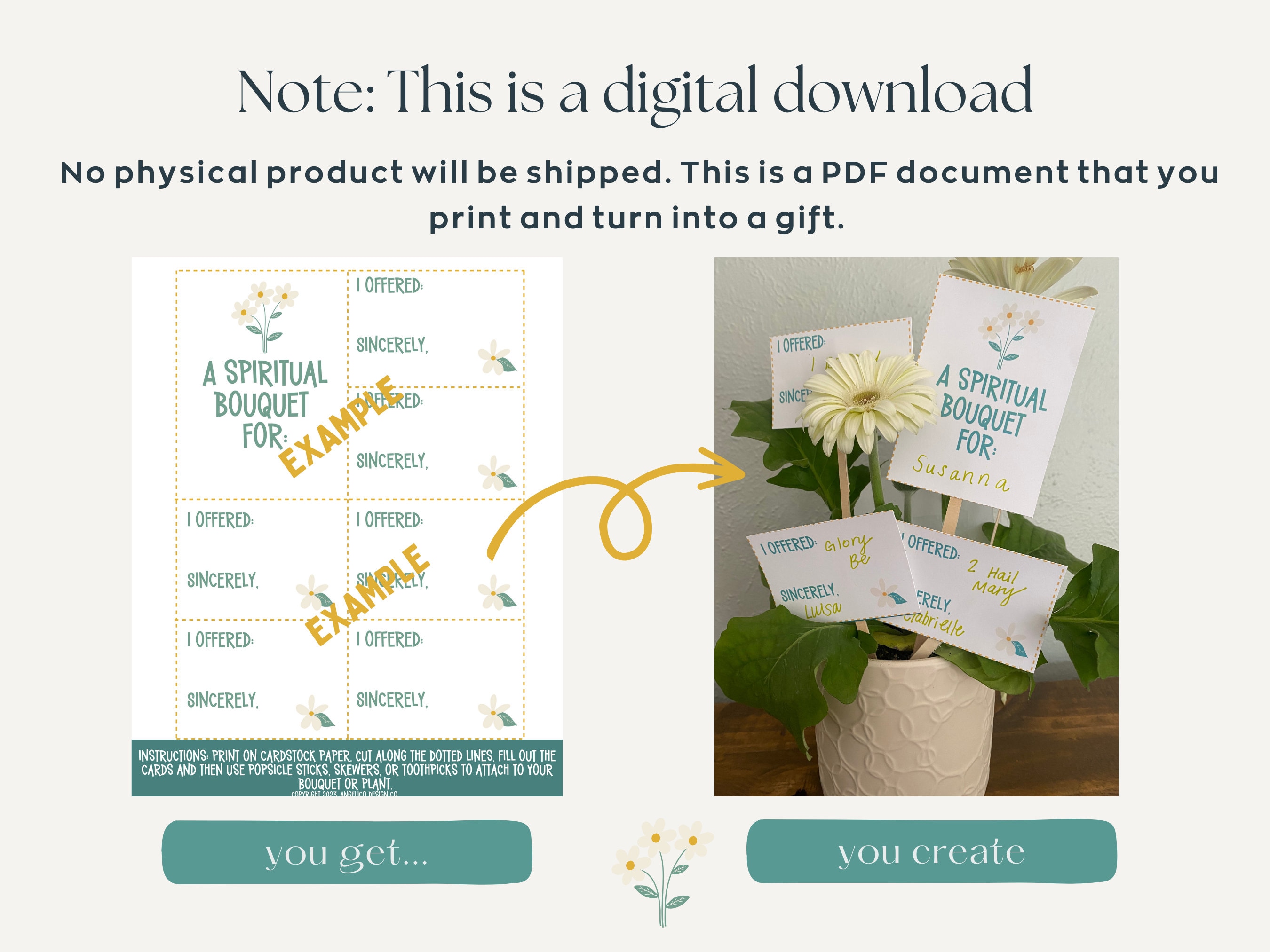 Printable Spiritual Bouquet Catholic Gift for Moms Catholic Mother's ...