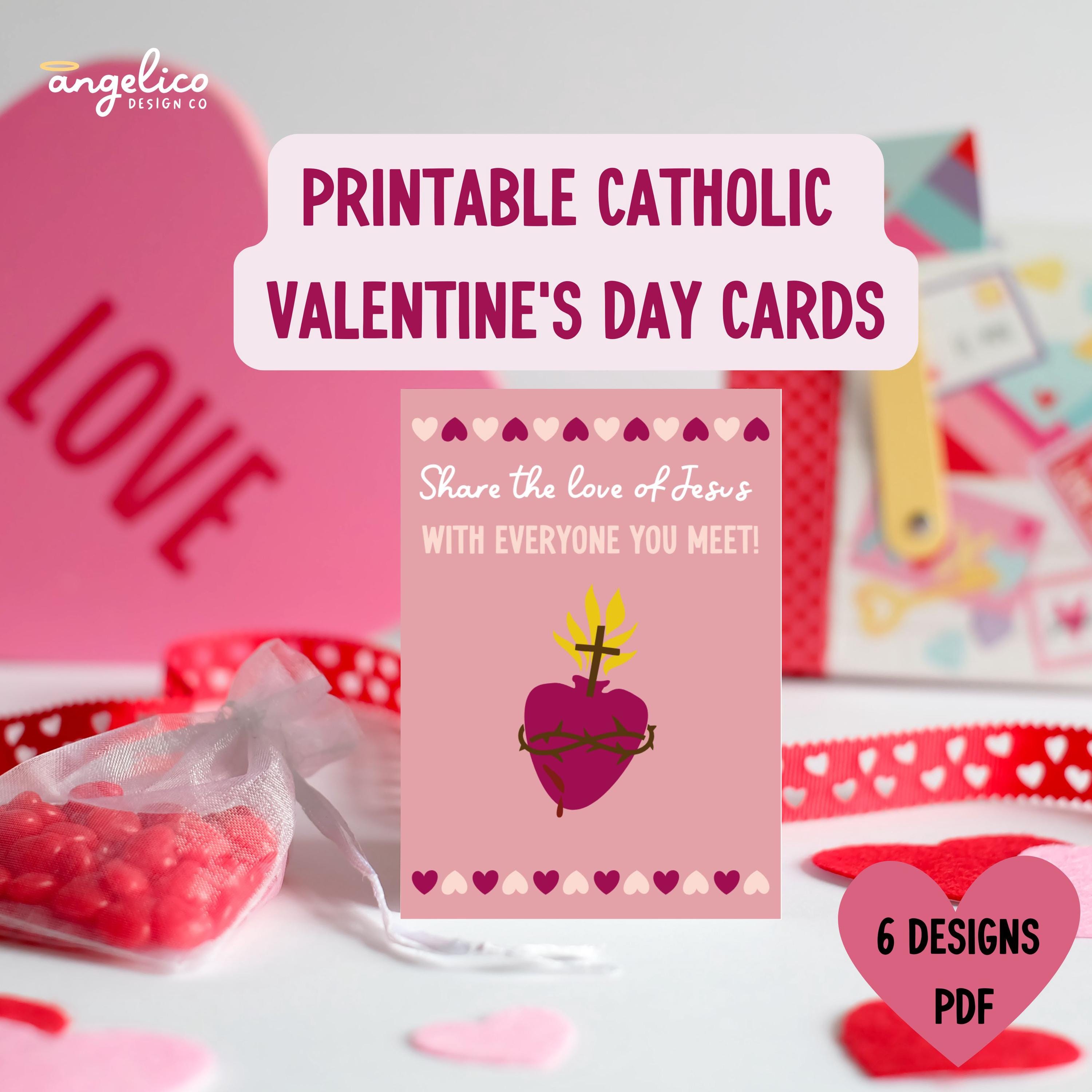 Catholic Valentine's Day Cards for Kids - 6 Fun Designs (PDF Printable ...