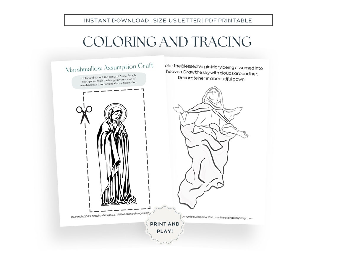 Assumption of Mary Activity Pack, Catholic Kids Activity Assumption ...