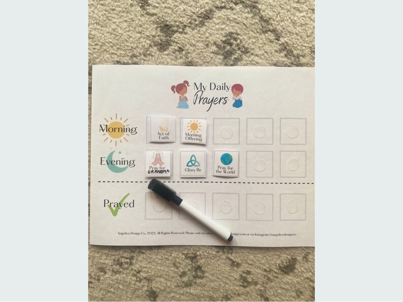Kids Daily Prayers Chart Catholic Kids Prayer Printable - Etsy