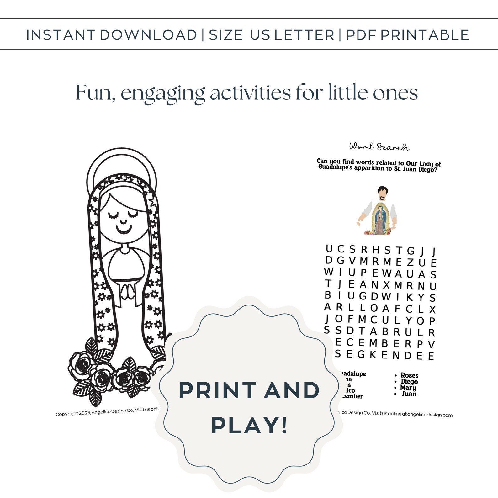 Our Lady of Guadalupe Activity Pack, Catholic Toddler Catholic ...