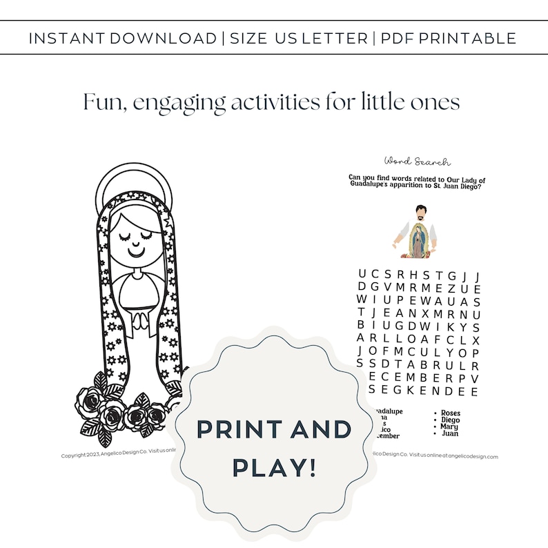 Our Lady of Guadalupe Activity Pack, Catholic Toddler Catholic ...