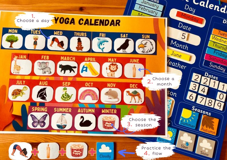 Yoga Calendar Game Board - Etsy