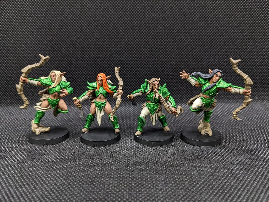 Set of 4 Elven Rangers Painted Miniatures Reaper Mini - Etsy