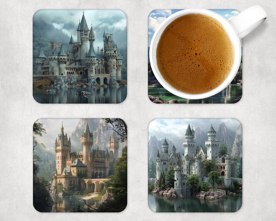 Fairy Tale Castles Set of 4 Coasters Choose Your Style, Shape, Quantity ...